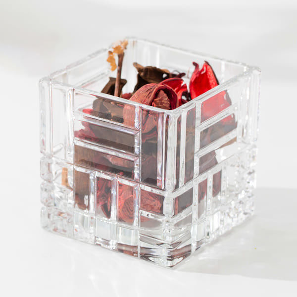 8x8x8 cm Home Decoration Glass Stripe Pattern Machine Pressed Cube ...